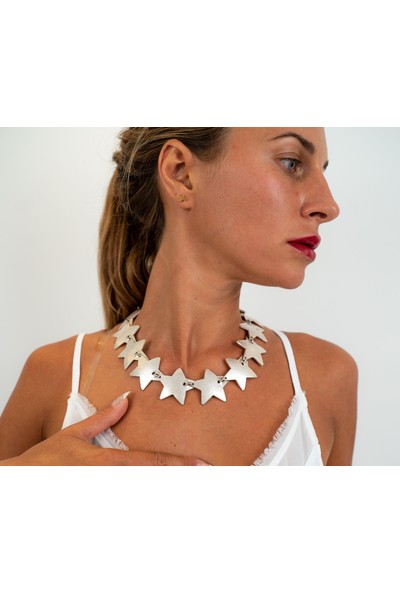 Kutcha Accessories Kadın Gümüş Kaplama Yıldız Tasarım Kolye