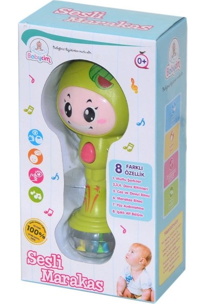 Babycim Neşeli Suratlı Sesli Marakas Yeşil