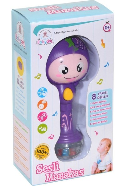 Babycim Neşeli Suratlı Sesli Marakas Mor Babycim Neşeli Suratlı Sesli Marakas Mor