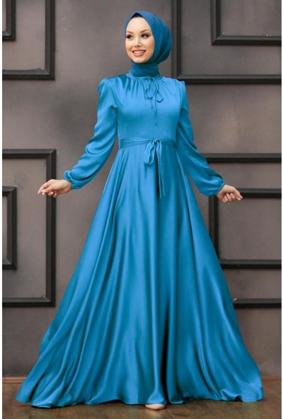 Neva Style Tesettürlü Abiye Elbise - Balon Kol Indigo Mavisi Tesettür Abiye Elbise 25130IM Neva Style Tesettürlü Abiye Elbise - Balon Kol Indigo Mavisi Tesettür Abiye Elbise 25130IM