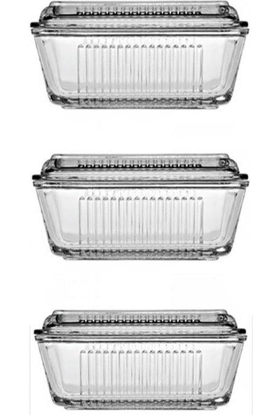 Paşabahçe Tereyağlık Kahvaltılık Cam Saklama Kabı 3'lü Set 97711 Paşabahçe Tereyağlık Kahvaltılık Cam Saklama Kabı 3'lü Set 97711