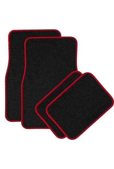 Her Arac Uygun Üniversal Oto Halı Paspas Siyah Kırmızı Kenar
