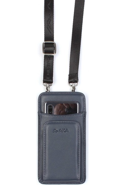 Aka Deri Lacivert Omuzdan Askılı Deri Çanta 120-17