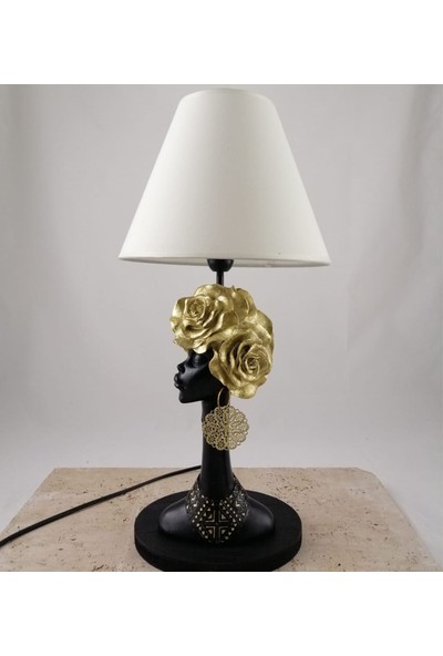 Dekoratif Etnik Afrikalı Kadın Tasarımlı Abajur.