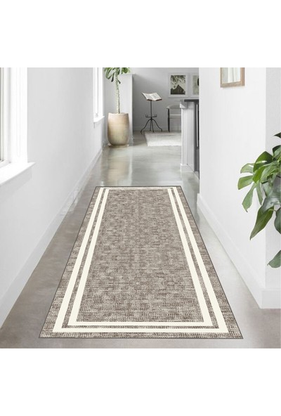Kuzgunhome Koridor Yolluk Halısı Çizgili Desen Deri Taban Halı