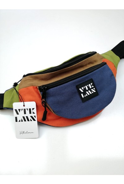 Vatkalimon Renkli Lacivert Omuz ve Bel Çantası