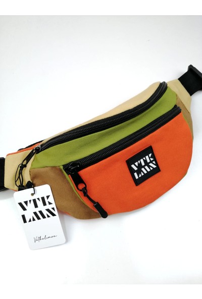 Vatkalimon Renkli Turuncu Omuz ve Bel Çantası