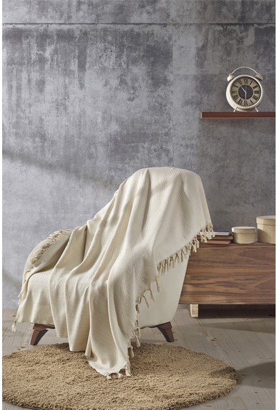 Viaden Home Natural Koltuk Örtüsü/koltuk Şalı/throw/tv Örtüsü