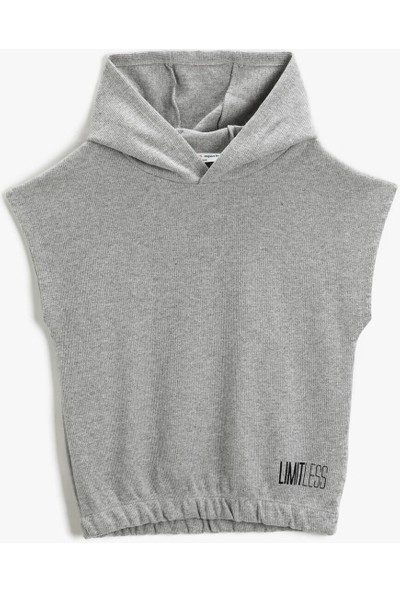 Koton Baskılı Kolsuz Kapşonlu Sweatshirt Beli Lastikli