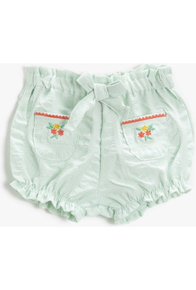 Koton Kız Bebek İşlemeli Şort Cepli