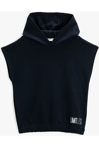 Koton Baskılı Kolsuz Kapşonlu Sweatshirt Beli Lastikli