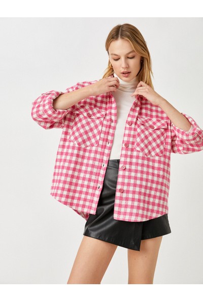 Koton Uzun Kollu Kareli Pamuklu Gömlek