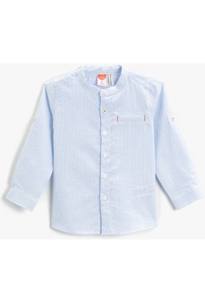 Koton Çizgili Gömlek Cepli Uzun Kollu Pamuklu Koton Çizgili Gömlek Cepli Uzun Kollu Pamuklu
