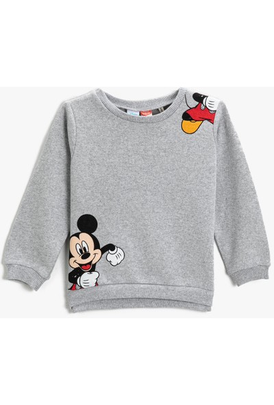 Koton Mickey Mouse Baskılı Bisiklet Yaka Sweatshirt Lisanslı