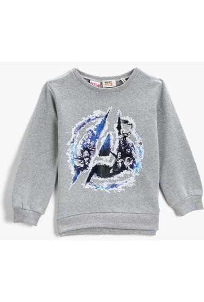 Koton Erkek Çocuk Marvel Lisanslı Baskılı Sweatshirt Bisiklet Yaka