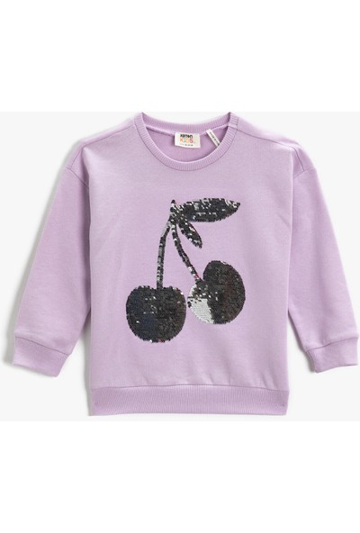Koton Pullu Kiraz Desenli Sweatshirt Koton Pullu Kiraz Desenli Sweatshirt