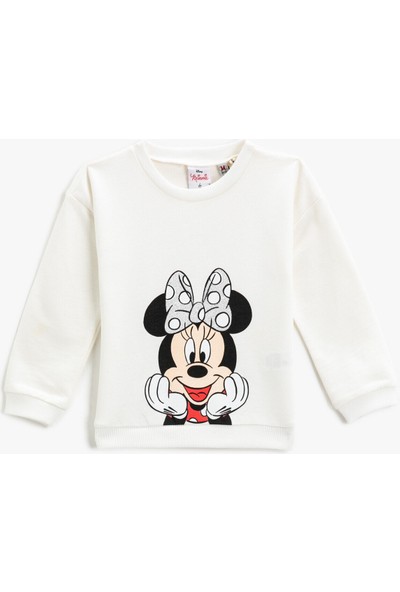 Koton Minnie Mouse Baskılı Sweatshirt Bisiklet Yaka Lisanslı Pamuklu