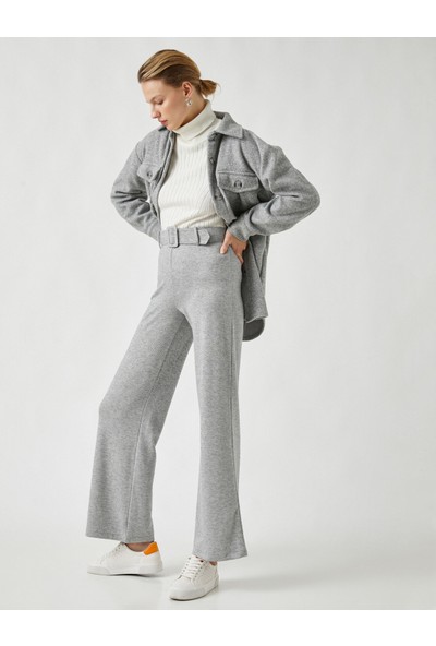 Koton Yüksek Bel Kemerli Geniş Paça Pantolon