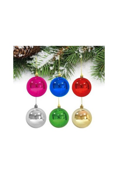 Parti Station Yılbaşı Çam Ağacı Süsü Cici Top 6 cm 6'lı Renkli