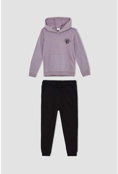 DeFacto Erkek Çocuk Sırt Baskılı Kapüşonlu Kanguru Cepli 2'li Takım W8691A621CW