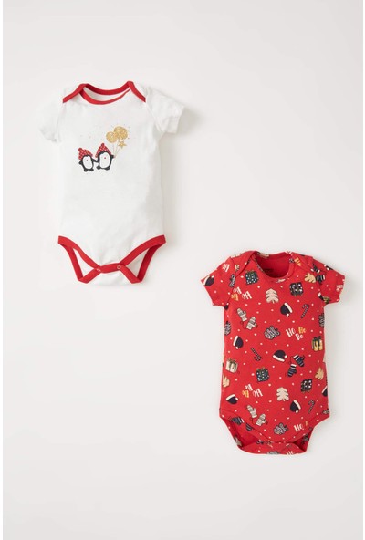 DeFacto Kız Bebek Regular Fit Yılbaşı Temalı Kısa Kollu 2'li Kısa Kollu Çıtçıtlı Body W2118A221WN DeFacto Kız Bebek Regular Fit Yılbaşı Temalı Kısa Kollu 2'li Kısa Kollu Çıtçıtlı Body W2118A221WN