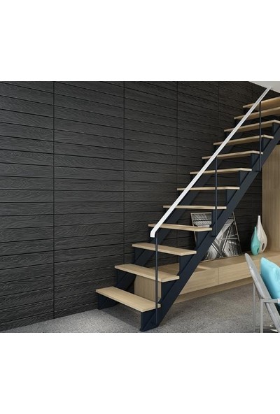 Renkli Duvarlar NW94SIYAH Arkası Yapışkanlı Esnek 3D Duvar Kağıdı Paneli 4 Adet