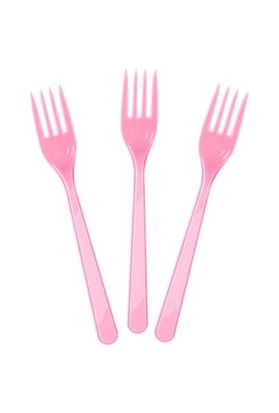Pembe Renk Lüks Plastik Çatal 25 Adet Pembe Renk Lüks Plastik Çatal 25 Adet
