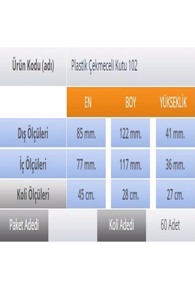 Sembol Plastik Set 102 Plastik Çekmeceli Kutu 10 Çekmeceli