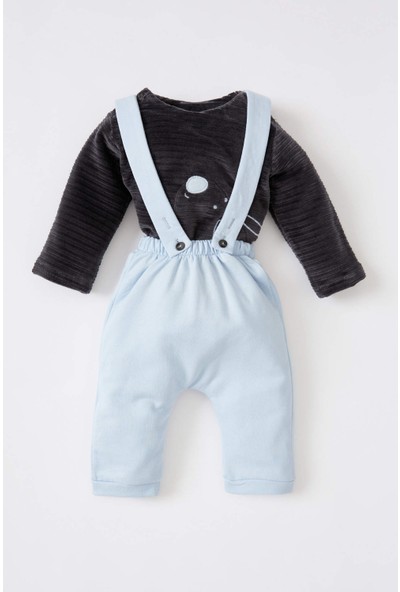DeFacto  Erkek Bebek Kadife 2'li Salopet Takım W8399A221AU
