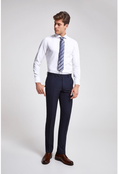 D'S Damat Ds Damat Lacivert Armürlü Kumaş Pantolon
