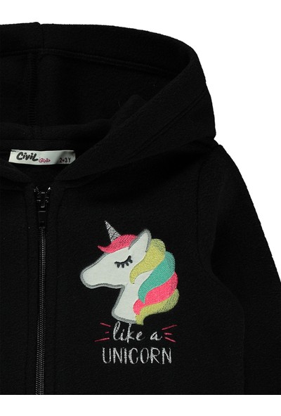 Civil Girls Kız Çocuk Kapüşonlu Hırka 2-5 Yaş Siyah