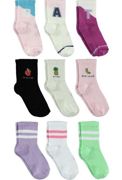 Civil Girls Kız Çocuk 9'lu Çorap Set 2-12 Yaş Pembe