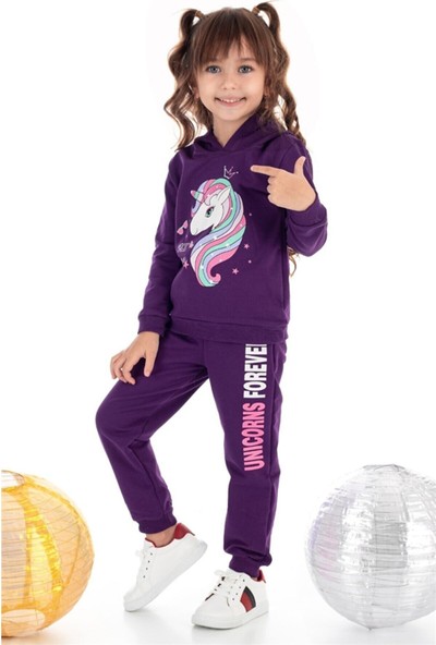 Junior Baby Bebekişi Lüx Seri Kız Çocuk Mor Unicorn Desenli Kapüşonlu Eşofman Takımı Junior Baby Bebekişi Lüx Seri Kız Çocuk Mor Unicorn Desenli Kapüşonlu Eşofman Takımı