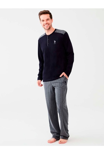 U.S. Polo Assn. Erkek Lacivert Uzun Kol Pijama Takım 18515