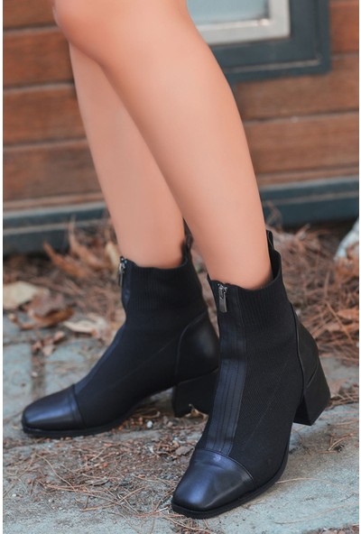 Fupe Shop Aliye Siyah Triko-Cilt Kadın Bot Fupe Shop Aliye Siyah Triko-Cilt Kadın Bot