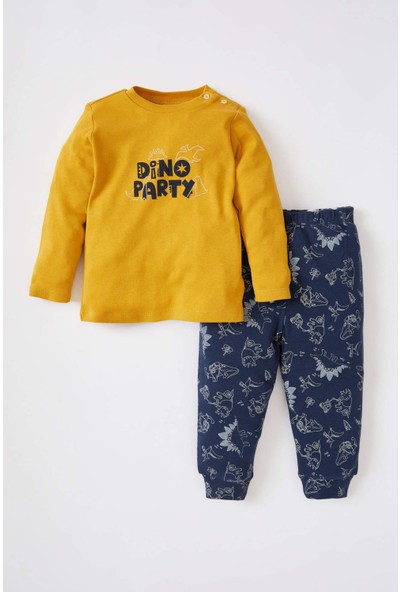 DeFacto Erkek Bebek Bisiklet Yaka Dinozor Desenli Pamuklu Uzun Kollu Pijama Takım W8464A221WN DeFacto Erkek Bebek Bisiklet Yaka Dinozor Desenli Pamuklu Uzun Kollu Pijama Takım W8464A221WN