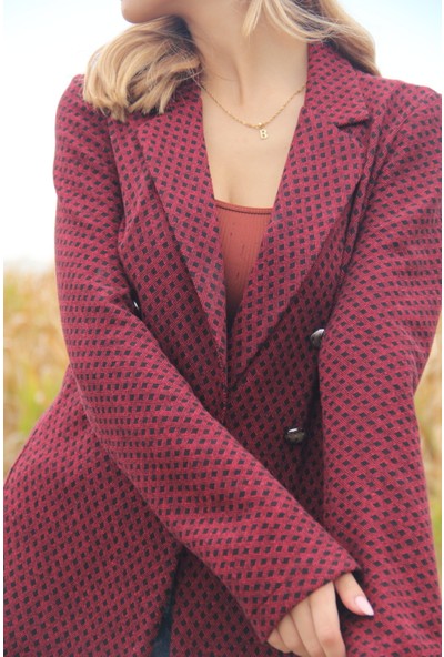 Zeus Kadın Baklava Desen 5 Düğmeli Ceket