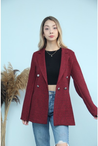 Zeus Kadın Kaz Ayağı Desen 5 Düğmeli Ceket Zeus Kadın Kaz Ayağı Desen 5 Düğmeli Ceket