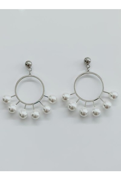 Yoro Gümüş Çelik Inci Küpe