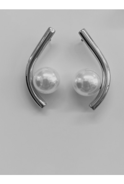 Yoro Gümüş Çelik Inci Küpe