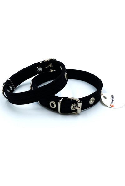 Enpatili Köpek Tasması Yetişkin Küçük Orta Irk ve Büyük Irk Yavru Köpek Boyun Tasması Siyah