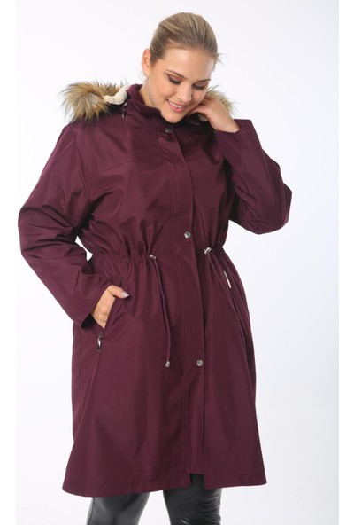 Ladies First Büyük Beden 3684 Mürdüm Kaban Içi Muflonlu Kapüşonlu Ladies First Büyük Beden 3684 Mürdüm Kaban Içi Muflonlu Kapüşonlu