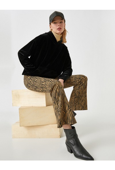 Koton Kadife Kanguru Cepli Kapşonlu Sweatshirt