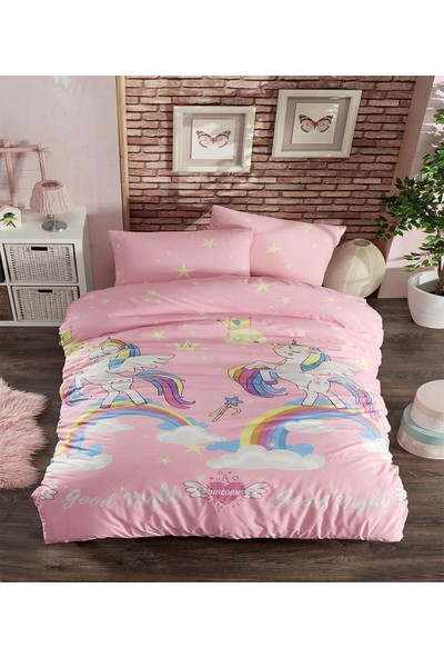 Unicorn Tek Kişilik Pembe Nevresim Takımı Unicorn Tek Kişilik Pembe Nevresim Takımı