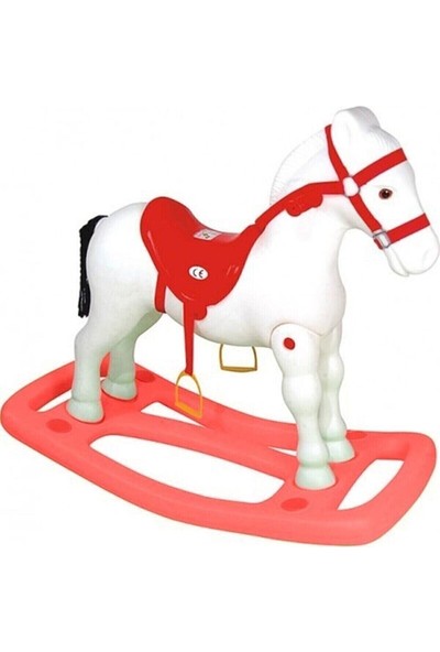 Enhoş Müzikli Sallanan Büyük At Kırmızı- Beyaz Müzikli