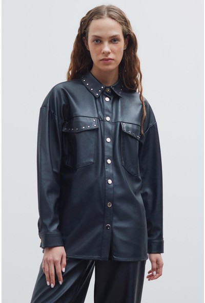 Perspective Anja Normal Kalıp Siyah Gömlek