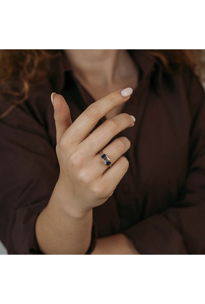 Siena 14 Ayar Renkli Taşlı Baget Yüzük