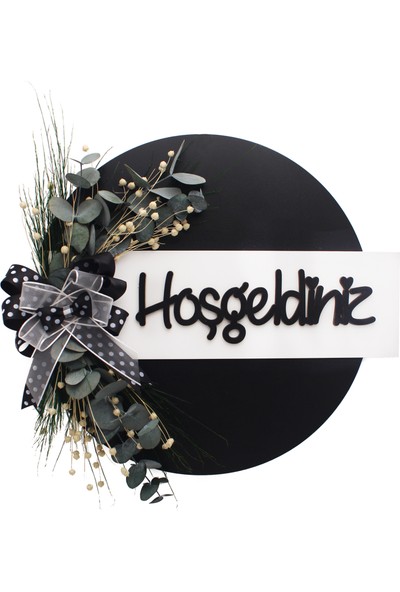 Lora Wedding Doğal Kurutulmuş Çiçekli 35CM Kapı Süsü, Duvar Süsü