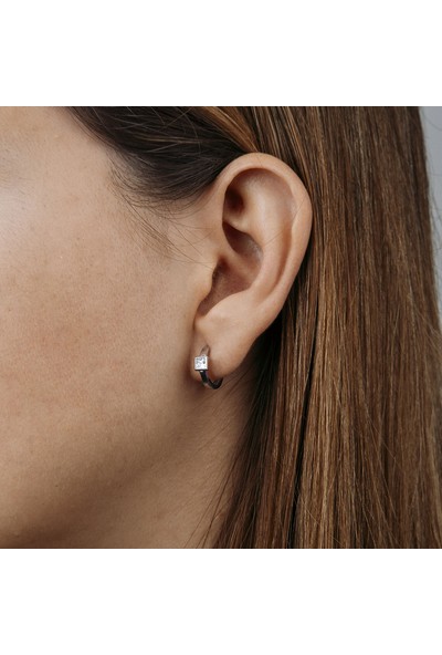 Siena 14 Ayar Tek Taşlı, Beyaz Altın Küpe