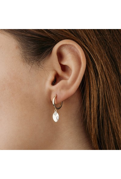 Siena 14 Ayar Kalem Desenli, Sallantılı Halka Küpe